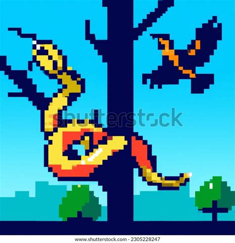 「pixel Art Vectorstyle Image Python Tree」のai生成画像、2305228247 Shutterstock