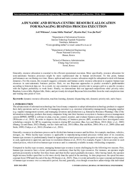 Pdf A Dynamic And Human Centric Resource Allocation For Managing