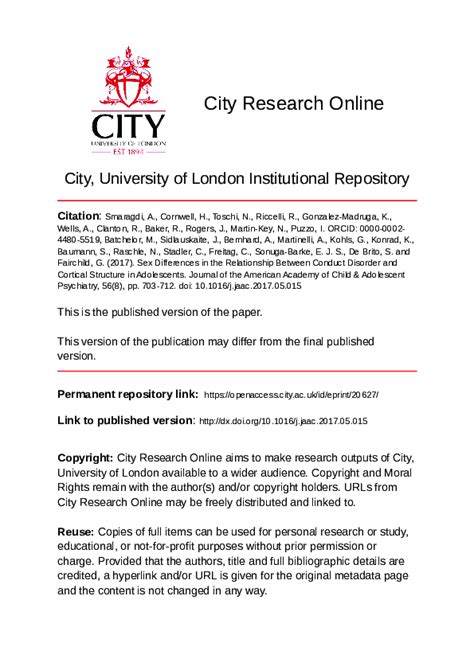 Pdf 432 Sex Differences In The Relationship Between Conduct Disorder And Cortical Structure