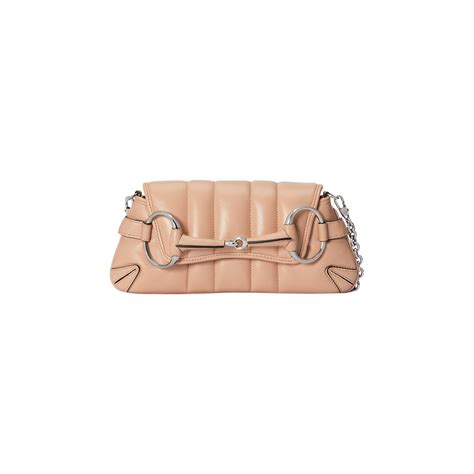 구찌 홀스빗 체인 스몰 숄더백 로즈 베이지 레더 Gucci Kream