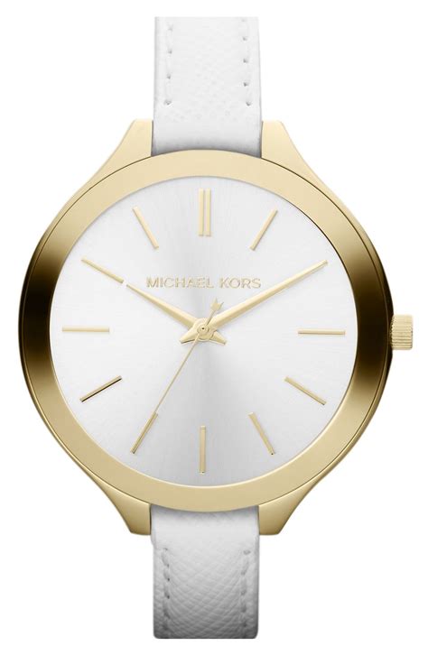 Michael Kors Slim Runway Leather Strap Watch 42mm Nordstrom