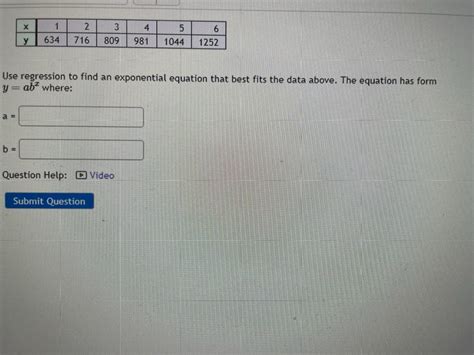 Solved Use Regression To Find An Exponential Equation That Chegg Com