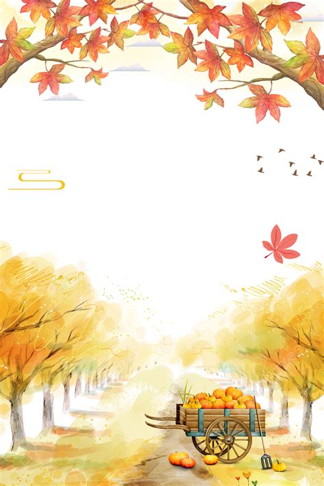 가을 가을 단풍 포스터 리추에 가을 가을 노란 잎 낙엽 포스터 나뭇잎 신선한 문학 배경 배경 화면 및 일러스트 무료 다운로드