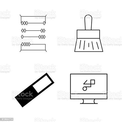 사무실 간단한 선형 윤곽선 벡터 아이콘 세트입니다 0명에 대한 스톡 벡터 아트 및 기타 이미지 0명 디자인 로고 Istock