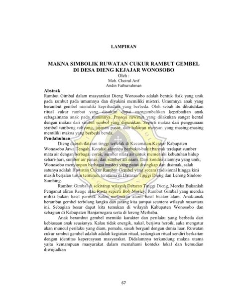 Makna Simbolik Ruwatan Cukur Rambut Gembel Di Desa Dieng Kejajar