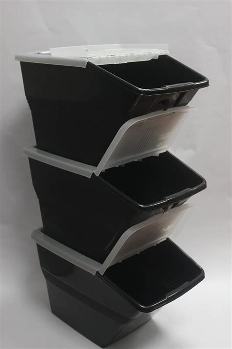 Stackable Storage Bins With Hinged Lids At Jesse Lombard Blog