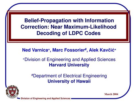 ppt belief propagation with information correction near maximum likelihood decoding of ldpc