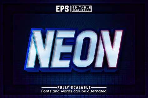Premium Vector Neon 3d Editable Text Effect