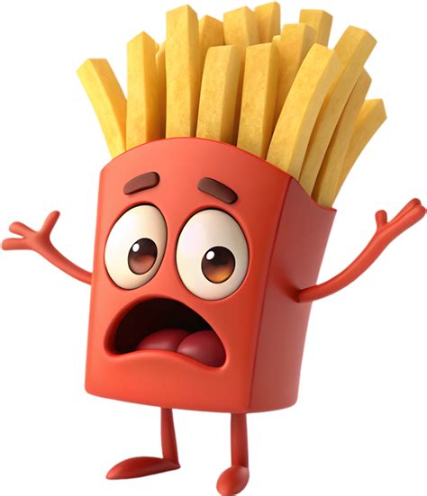 Dibujos Animados Francés Papas Fritas Con Alegre Exagerado Emoción Clipart 55445343 Png