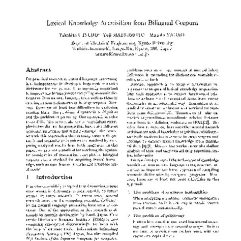 Lexical Knowledge Acquisition From Bilingual Corpora Acl Anthology