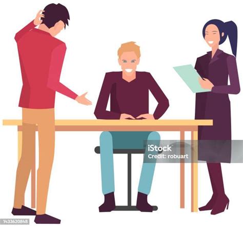 시작 프로젝트 사업 계획을 논의하기위한 회의 기업가 정신에서 일하는 것에 대해 토론하는 동료 개발에 대한 스톡 벡터 아트 및 기타 이미지 Istock