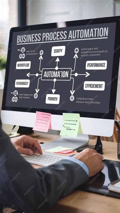 Business Process Management Concept On Computer Screen With Workflow Automation Flowchart For