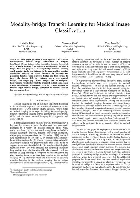 Modality Bridge Transfer Learning For Medical Image Classification Deepai