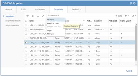 Restoring From A Snapshot Dell Unity Xt Oracle Database Best