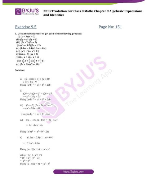 Ncert Solutions For Class 8 Maths Chapter 9 Algebraic Expressions And Identities