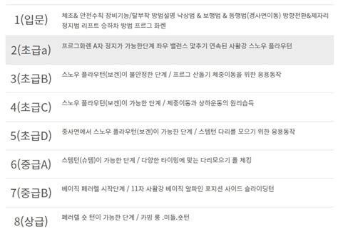 강습 커리큘럼 엘리시안강촌스키강습 K2