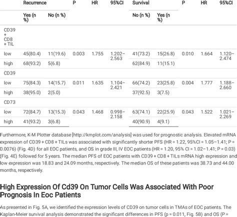 Association Of Cd39 Cd8 Til Cd39 And Cd73 On Tumor Cells With Download Scientific Diagram