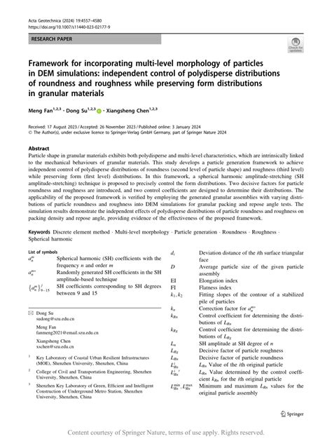 Framework For Incorporating Multi Level Morphology Of Particles In Dem