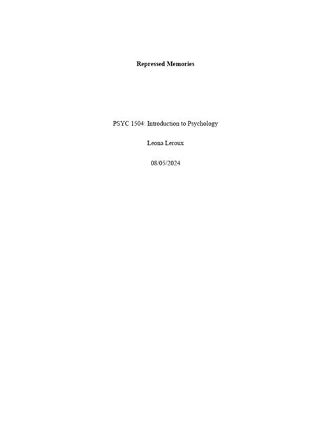 Repressed Memories Pdf Memory Cognitive Psychology