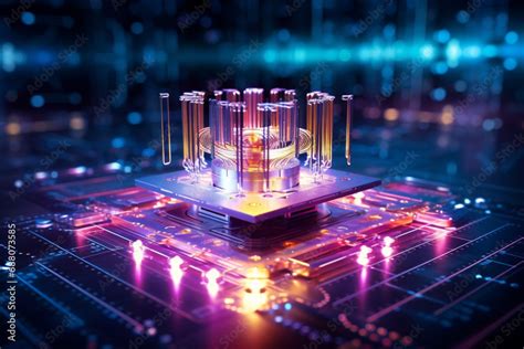 Quantum Computer In Operation Futuristic Lab With Sleek Minimalistic