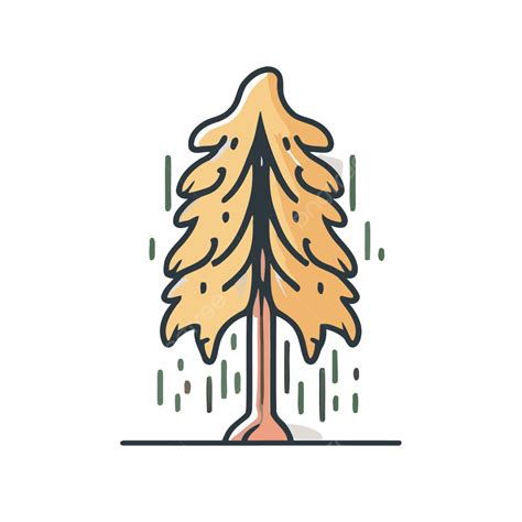 شجرة الصنوبر بمياه الأمطار المتجه أيقونة خطية تصور شجرة السرو على
