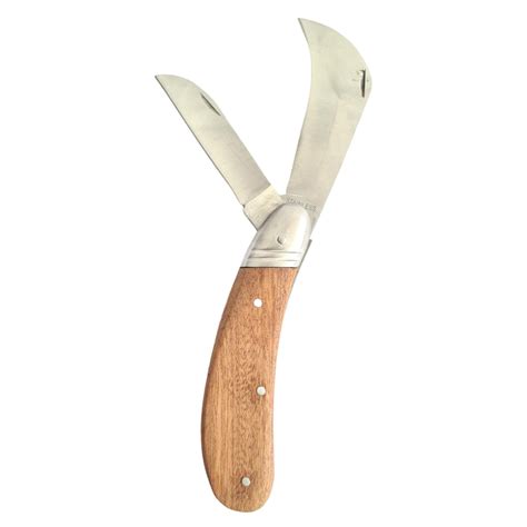 Нож за присаждане с две остриета крив и извит дървена дръжка Emag Bg