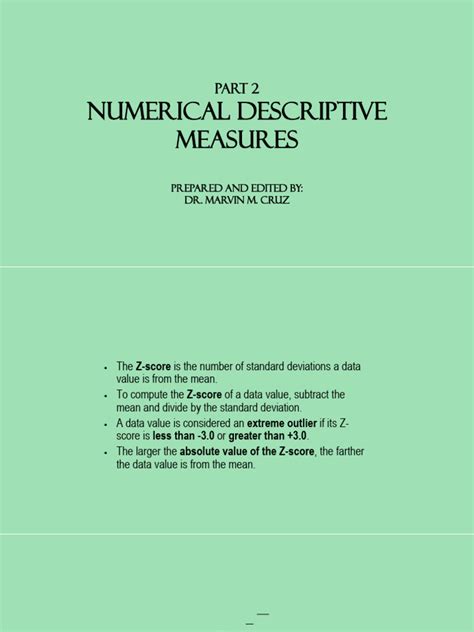 03b Numerical Descriptive Measures Pdf Statistical Theory Statistics