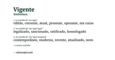 Sinônimos De Vigente [por Sentido] Sinoscópio