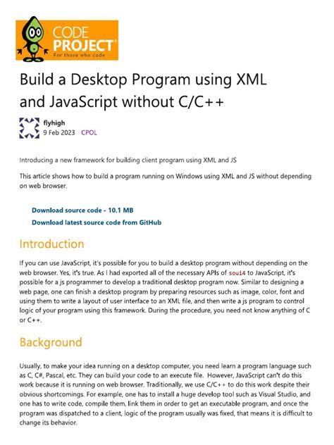 Build A Desktop Program Using Xml And Javascript Without C C Pdf