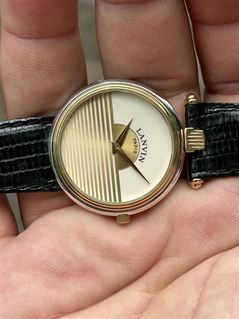 Lanvin Paris 56032 Quartz Vintage Watch Demi Solid Gold 18k Stainless