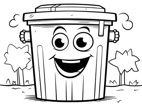 Trash Can Themed Coloring Page Coloring Page