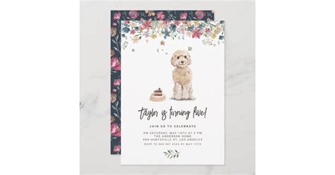 Vintage Watercolor Cockapoo Dog Birthday Party Invitation Zazzle