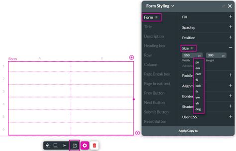 Set Column Width In A Form