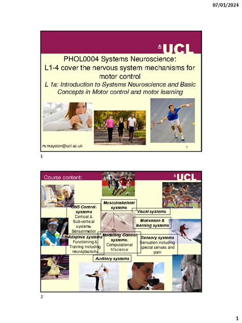 L Control Of Movement Motor Control Motor Learning Introduction PHOL Systems