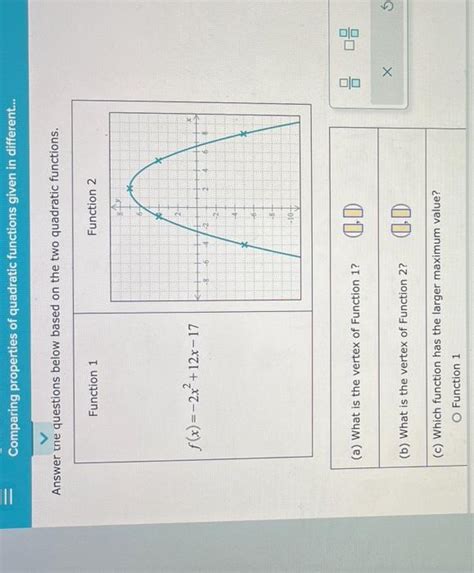 Solved Comparing Properties Of Quadratic Functions Given In