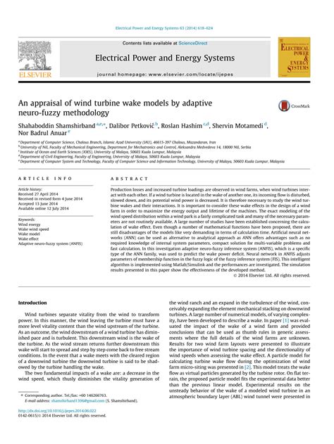 Solution 2014 704 An Appraisal Of Wind Turbine Wake Models By Adaptive