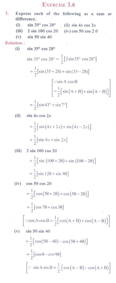 Exercise 3 6 Trigonometric Identities Product To Sum And Sum To Product Identities Problem