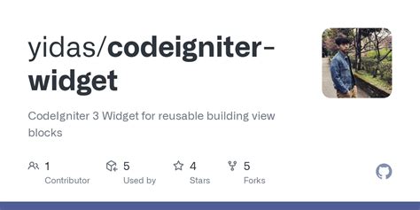 Github Yidas Codeigniter Widget Codeigniter Widget For Reusable