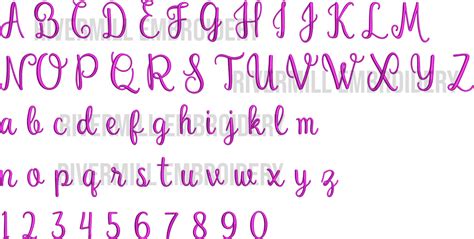Julia Script Machine Embroidery Font Alphabet Rivermill Embroidery