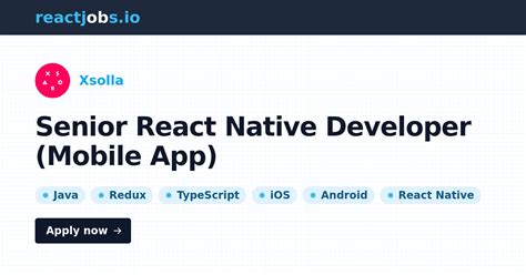 Senior React Native Developer Mobile App At Xsolla