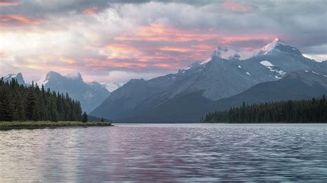 Sunrise Over Maligne Lake In Jasper National Park In Canada Photograph