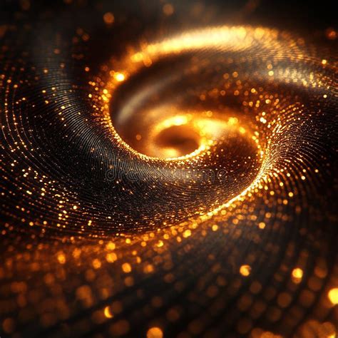 Abstract Swirling Patterns Of Golden Particles Creating A Mesmerizing Space Like Effect With