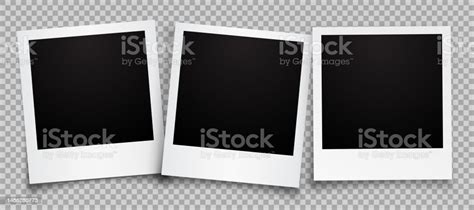 투명 한 배경에 그림자가 있는 세 개의 빈 검은 색 사진 프레임 스톡 벡터 즉석 인화 전송에 대한 스톡 벡터 아트 및 기타 이미지 즉석 인화 전송 즉석카메라 그림자