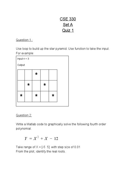 Cse 330 Set A Quiz 1 Input N 3 Output Pdf