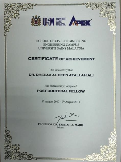 Post Doctoral Certificate