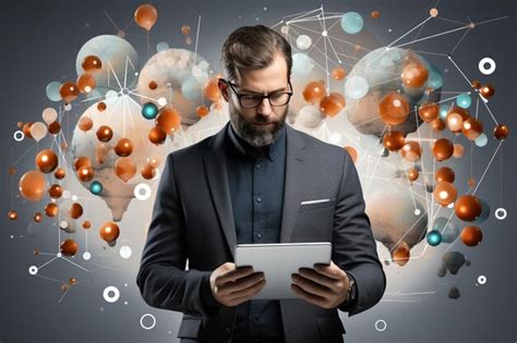 Premium Ai Image Businessman Analyzes Profitability Of Working Companies With Digital