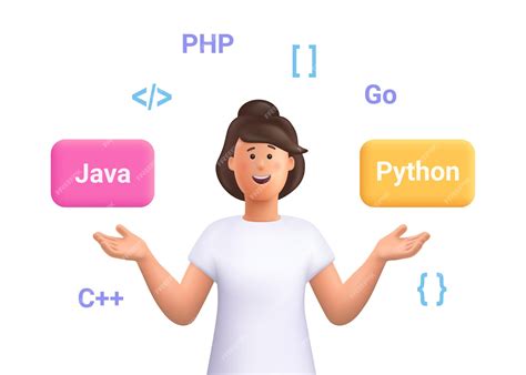 Premium Vector Woman Choose Programming Language 3d Vector People Character Illustration