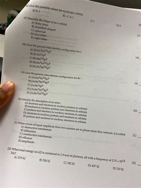 Solved Give The Possible Values For My For An S Orbital A Chegg