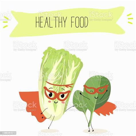 재미있는 캐릭터 배추 양상추 양배추 북경 시금치가 있는 삽화 재미 있고 건강한 음식 비타민 샐러드 귀여운 얼굴 음식 재료 채식주의자 벡터 만화 농업 가공의 인물에 대한 스톡