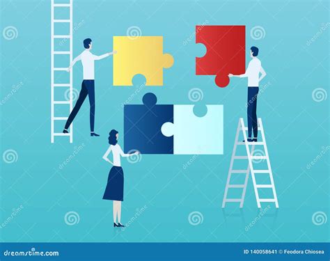 Vector Of Business People Assembling A Puzzle Stock Illustration